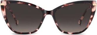 Carolina Herrera lunettes de soleil &agrave; monture papillon - Marron