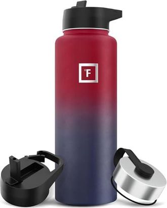 Iron Flask Gourde Isotherme avec Paille - 650/950/1200/1800 ml - Inox &Eacute;tanche Bouteille deau Isotherme &agrave; Double Paroi Sans BPA - Sport Gym Voyage Enfant