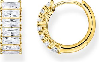 Thomas Sabo Thomas Sabo Creolen mit wei&szlig;en Steinen Pav&eacute; aus Sterlingsilber mit hochwertiger 750er Gelbgold-Vergoldung, mit handgesetzten 14 wei&szlig;en Zirkoniasteinen