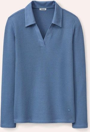 Walbusch Poloshirt Damen Poloshirt in Strickoptik Polokragen Langarm, modisch, pflegeleicht