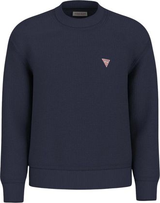 Guess Blauer Baumwoll-Rundhalspullover - - Knitwear - Herren - Blau - 2XL