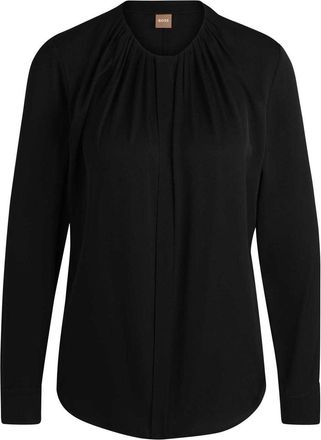 HUGO BOSS Bluse f&uuml;r Damen, Seide, Regul&auml;r, Lang&auml;rmlig (Schwarz)