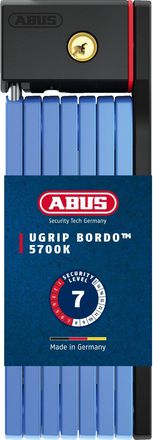ABUS Faltschloss Bordo uGrip 5700K SH mit Halterung - Fahrradschloss mit 5 mm starken St&auml;ben - ABUS-Sicherheitslevel 7-100 cm - Blau