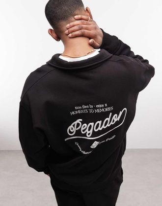 Pegador Pegador - Belmonte - Polo-Sweatshirt in Schwarz mit Logoprint am R&uuml;cken