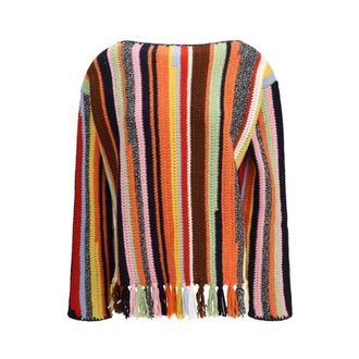 Prada Fringed Wool Sweater - - Knitwear - Herren - Mehrfarbig - L