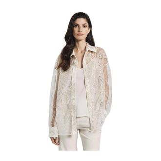 Access Fashion Bestickte T&uuml;llbluse - - Blouses & Shirts - Damen - Beige - M/L