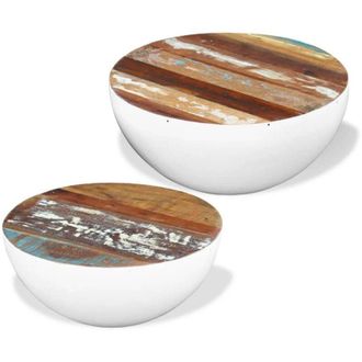 vidaXL 2-tlg. Couchtisch-Set Schalenform Altholz Massiv - Vidaxl