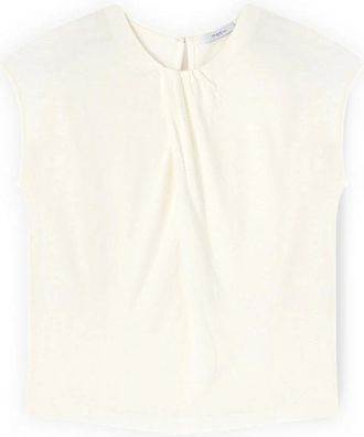 Motivi Femme, Blouses et Chemises, Blanc, Taille: 40 FR T-shirt en lin m&eacute;lang&eacute; avec drap&eacute;