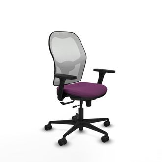 Piqueras y Crespo Schreibtischstuhl mit 3D-Armlehnen, h&ouml;henverstellbare Lendenwirbelst&uuml;tze, ausgestattet mit Syncro/Traslack und Schaumstoff, Wei&szlig;/Violett