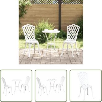 vidaXL Au&szlig;enbereich - Garten Bistro Set 3 pcs Wei&szlig; Aluminium