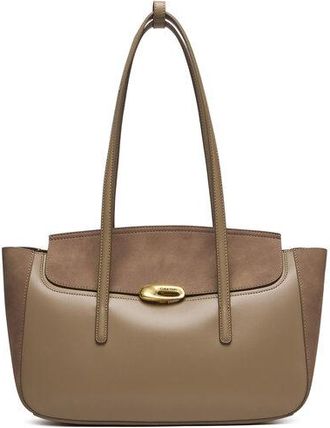 Calvin Klein Handtasche Hardware Brushed Flap Tote Bag LV04F3336G Beige