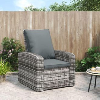 vidaXL Vidaxl - Fauteuil inclinable de jardin avec coussins gris r&eacute;sine tress&eacute;e
