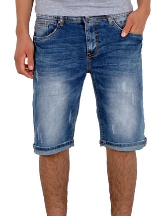 ESRA Herren Jeans Shorts Basic Jeans-Shorts Kurze Hose Bermuda A415