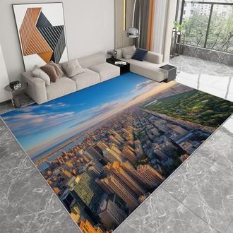 Generic Tapis de Salon Lavable en Machine 180 x 240 cm, Tapis à Faible Poil Antidérapant avec Imprimé Surréalisme Urbain Moderne New York - pour la Chambre à 