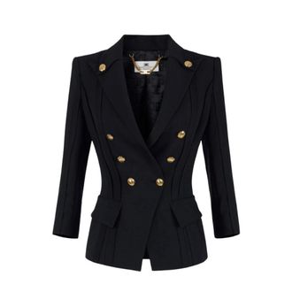 Elisabetta Franchi Femme, Vestes, Noir, Taille: 42 FR Veste D&eacute;contract&eacute;e