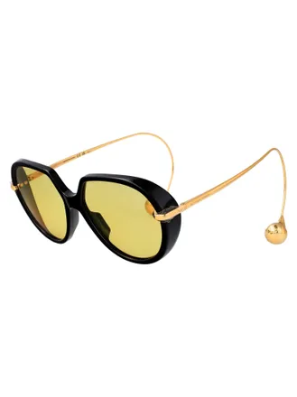 Bottega Veneta Unisex Sunglasses Bv1436s Black-Gold-Yellow Metal Black/gold/yellow