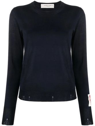 Golden Goose Pullover mit geripptem Besatz - Blau