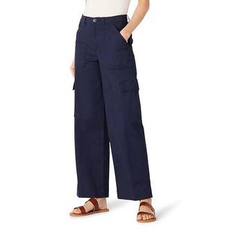 Amazon Essentials Pantalon Cargo Pleine Longueur pour Femme, Coupe Classique, Kaki Bleu Marine, Taille 48