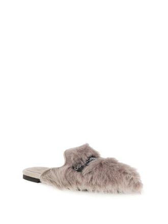Dolce & Gabbana Womens Mules Sheepskin Grey Lamb (ovis Aries) Sandal