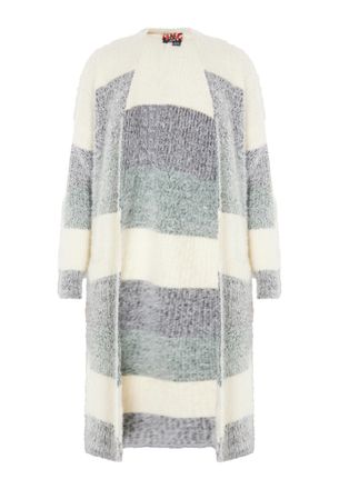 Mymo Strickjacke Damen Creme Mehrfarbig