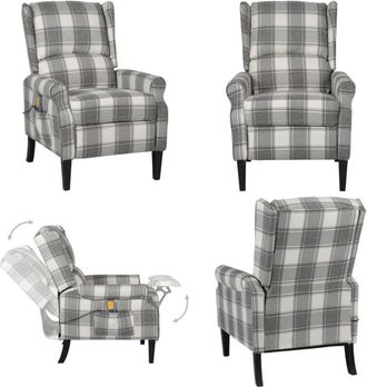 vidaXL Massagesessel Wei&szlig;grau Stoff - Massage Stuhl - Relaxsessel - Elektrischer Massagestuhl - Fernsehsessel - Heizbarer Sessel - Home & Living