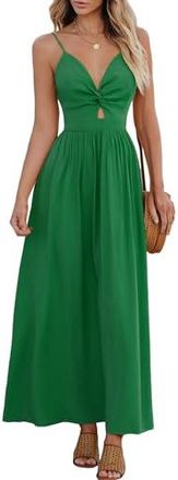 Cupshe Robes dété pour Femmes Col en V Cachemire sans Manches Occasionnel Couper Front tordu Robes de Plage Maxi