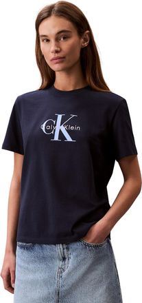 Calvin Klein Damen T-Shirt Kurzarm Hero Classic Monologo Tee mit Rundhalsausschnitt, Blau (Dark Sapphire), M