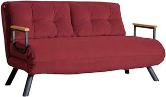 Dmora Schlafsofa 2-Sitzer Merak 133x78 cm Rot, Stauraum