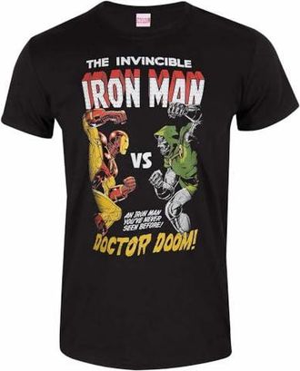 MARVEL Iron Man vs Doom Homme T-Shirt Manches Courtes Noir XL