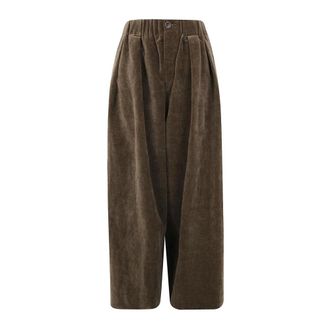 Uma Wang UMA Wang, Femme, Pantalons, Brun, Taille: 38 FR Poetic Wide Leg Crop Velvet Pant