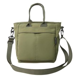 Generic Grand sac fourre-tout en nylon pour femme - Multi-poches - Bandouli&egrave;re r&eacute;glable - Pour l&eacute;cole et le travail, Vert, 7.48*3.54*8.66inch