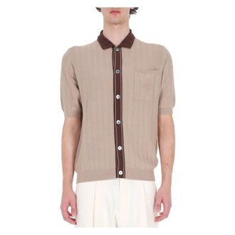 Ballantyne Poloshirt mit Kontrastbesatz - - Knitwear - Herren - Beige - 2XL
