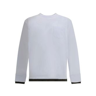 sacai Homme, Sweatshirts et sweats à capuche, Blanc, Taille: S Maillot Oversize à Manches Longues en Coton