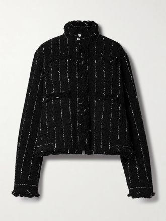 sacai Veste En Bouclé À Fines Rayures - Noir