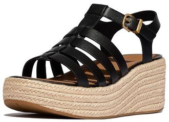 FitFlop FitFlop Femme Platfforms Espadrille Leather Fisherman Wedge Sandals cale, Noir, 39 EU