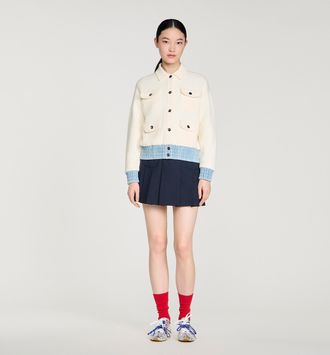 Sandro Cardigan &agrave; d&eacute;tails denim