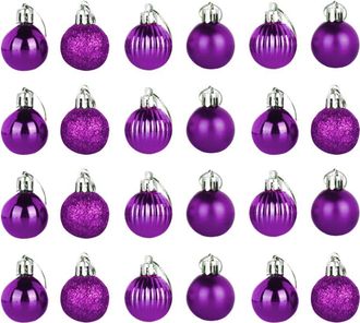 Amosfun stücke 4 cm Weihnachtskugel Ornamente Kunststoff bruchsicher weihnachtsbaumkugeln Urlaub Party Dekoration (lila)