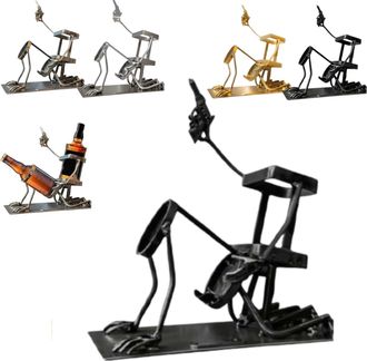 Generic Skull Drinks and Wine Bottle Stand,Steampunk Style Beverage Display Stands for Home,Creative Wine Whiskey Bottles Metal Holder Decor (Black)