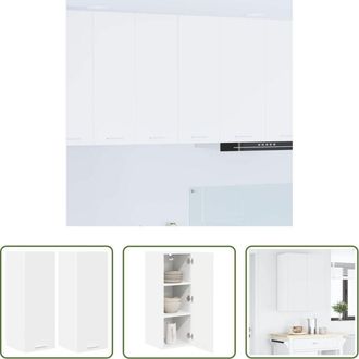 vidaXL K&uuml;chenschrank Holzwerkstoff - H&auml;ngeschrank mit T&uuml;r 2 pcs Wei&szlig; 30 x 31 x 80 cm Holzwerkstoff