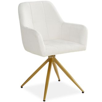 Homestyle4u 2629, Sessel Wohnzimmer Creme Boucle Drehbar Ohrensessel Cord Polsterstuhl mit Armlehne Esszimmer