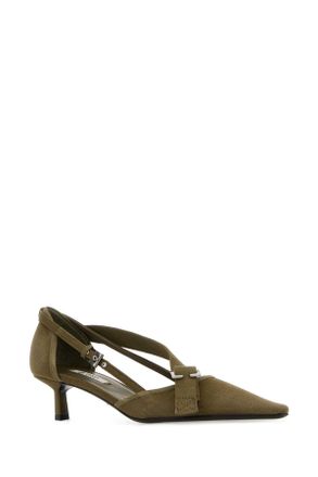 Prada Womens Army Green Canvas Pumps Militare Scarpe Con Tacco High Heel Shoes