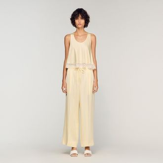 Sandro Pantalon large satin&eacute;