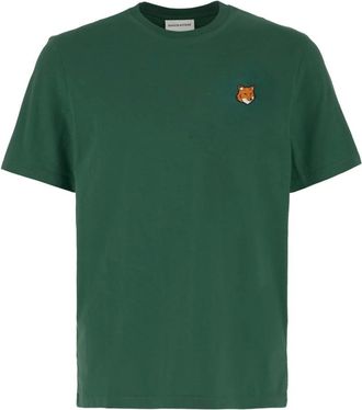 Maison Kitsun&eacute; Homme, Tops, Vert, Taille: L Fox Head Regular Tee
