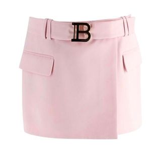 Balmain Pink Belted Mini Skirt Size M