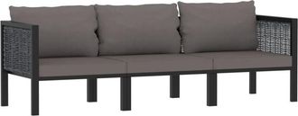 vidaXL 3-Sitzer-Sofa mit Auflage Anthrazit Poly Rattan Vidaxl