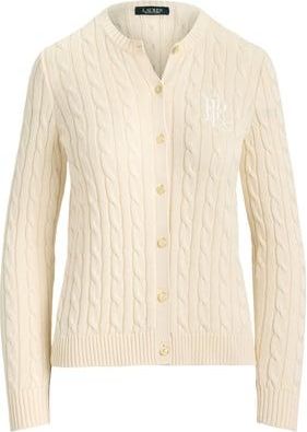 Ralph Lauren Cardigan &agrave; logo brod&eacute; en maille torsad&eacute;e en coton