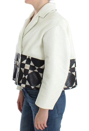 Andrea Pompilio Womens Colour-Block Leather Jacket Multicolor