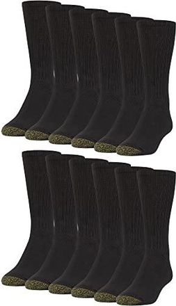 Gold Toe GOLDTOE Harrington Crew Socks, Multipairs Chaussettes, Noir (12 Paires), Large (lot Homme
