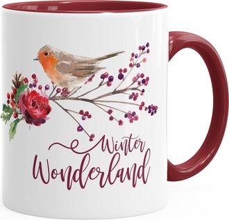 Autiga Tasse gl&auml;nzend Kaffeetasse Teetasse Keramiktasse bordeauxrot unisize