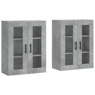 vidaXL Armadietti A Parete 2 Pz Grigio Cemento In Legno Multistrato - Vidaxl